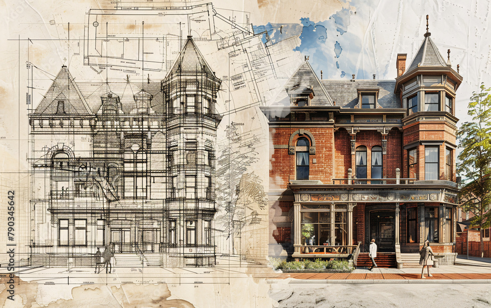 Victorian Architectural Blueprint to Reality Transition, Evolution of ...