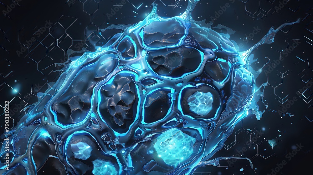 An extreme closeup of a human skin cell, showcasing its intricate ...