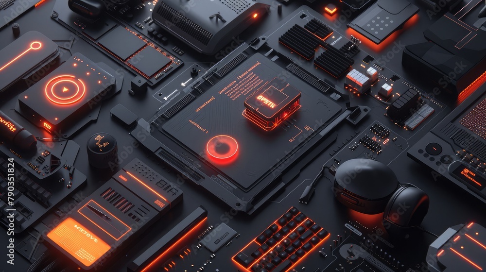 A series of sleek and modern user interface designs, with clean layouts ...