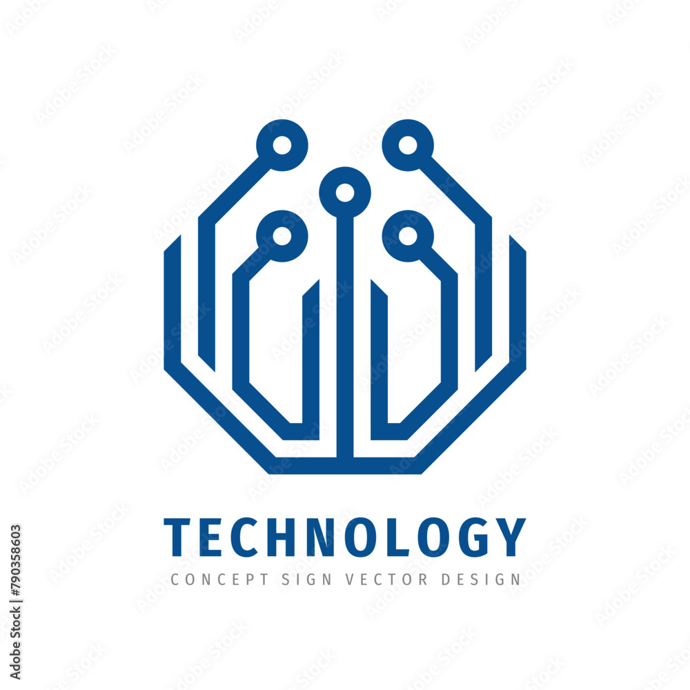 Electronic technology logo design. Digital connection chip sign ...