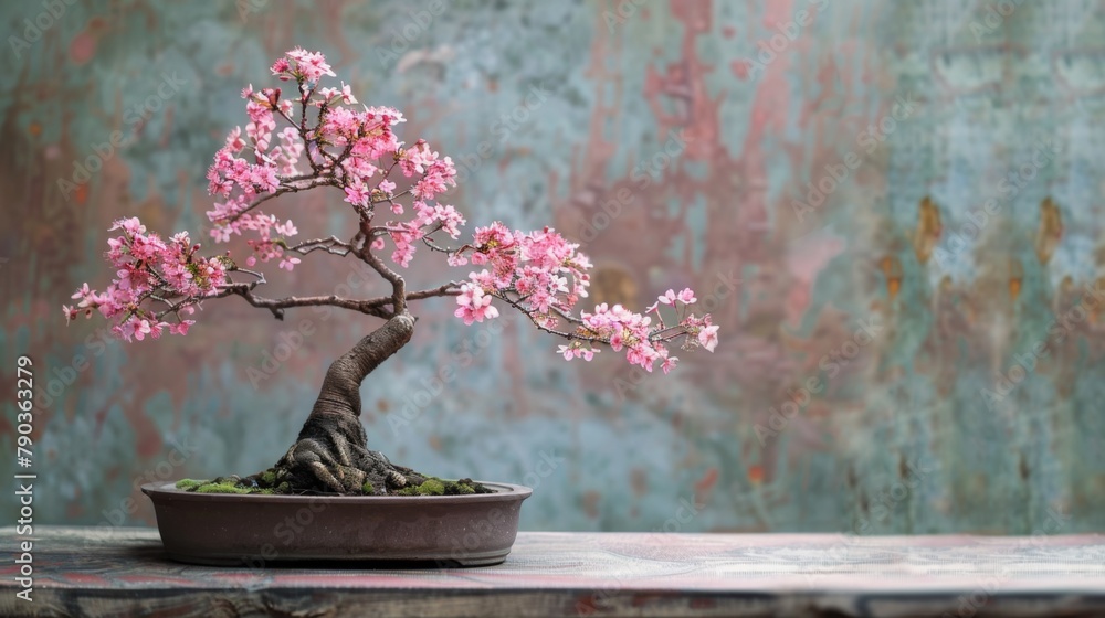 Sakura bonsai: A meticulously pruned bonsai cherry tree showcases the ...