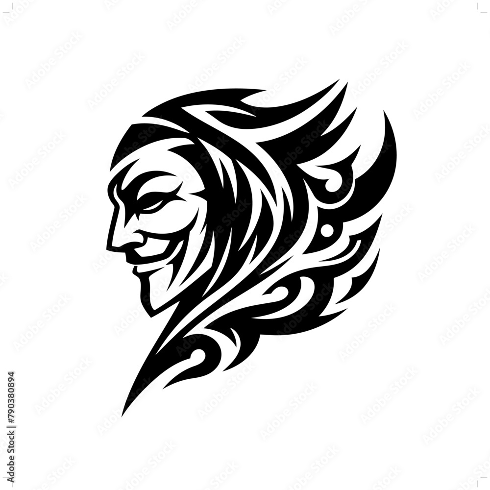 hacker in modern tribal tattoo, abstract line art of people, minimalist ...