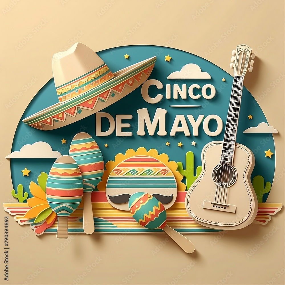 Cinco de Mayo is a holiday in Mexico. 3d illustration of cowboy ...