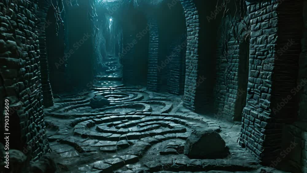 Explore the enigmatic confines of a dark tunnel with a captivating maze ...