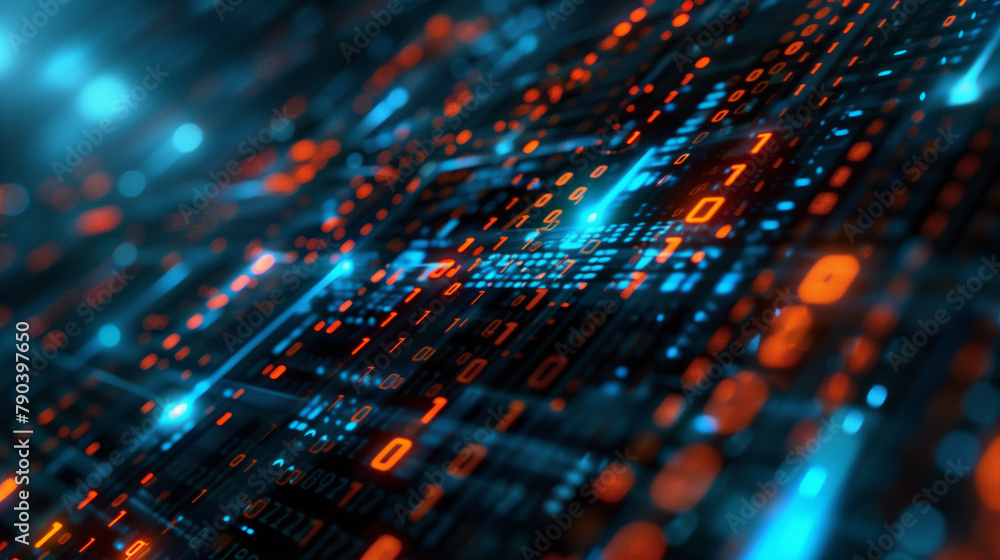Abstract Data Stream with Binary Code and Lights - Futuristic abstract ...