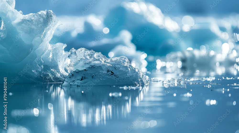 Melting ice from a glacier, illustrating the rapid ice melt in polar ...