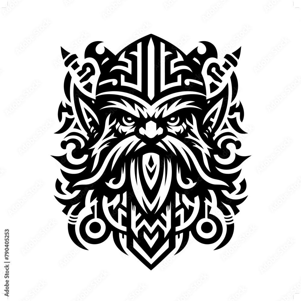 dwarf; dwarve in modern tribal tattoo, abstract line art of people ...