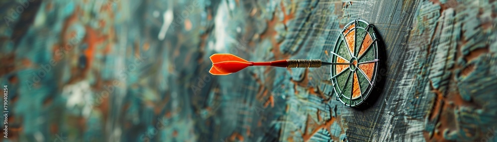 A dart missing the bullseye, stuck in the wall, a visual metaphor for ...