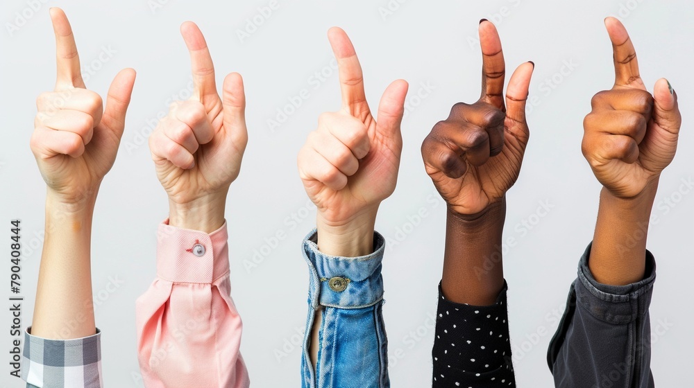 A group of diverse hands raising thumbs up, thumbs down, and neutral ...