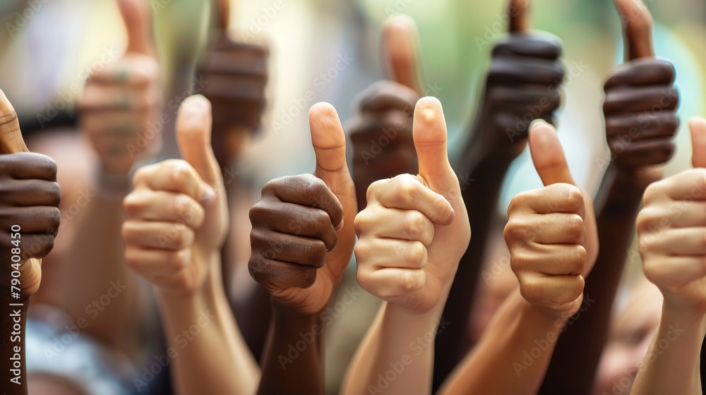 A group of diverse hands raising thumbs up, thumbs down, and neutral ...