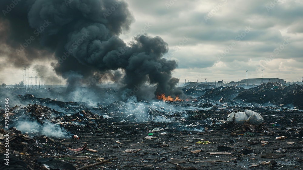 Pollution of the environment. Garbage in the city. Garbage dump ...