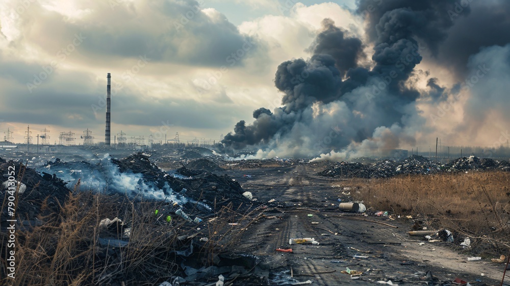 Pollution of the environment. Garbage in the city. Garbage dump ...