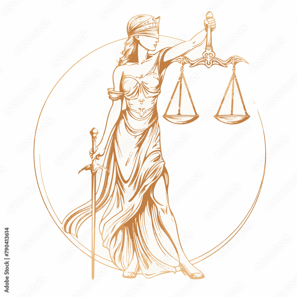 Lady justice in cartoon, doodle style. Image for t-shirt, web, mobile ...