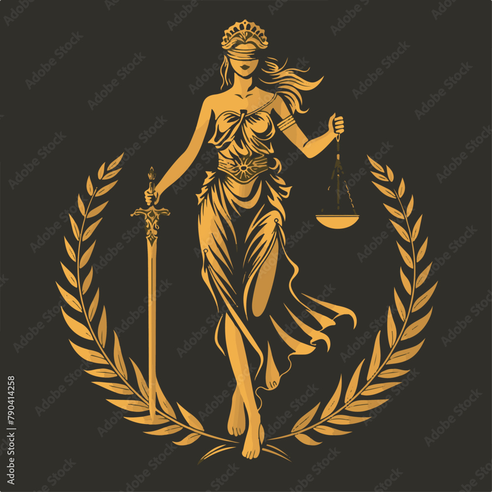 Lady justice in cartoon, doodle style. Image for t-shirt, web, mobile ...