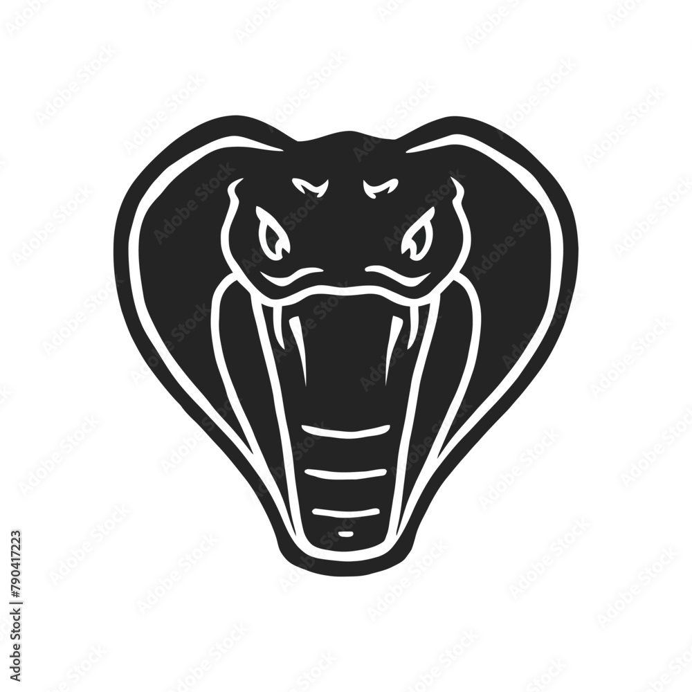 hand drawn vector illustration of iconic snake head, simple snake head ...