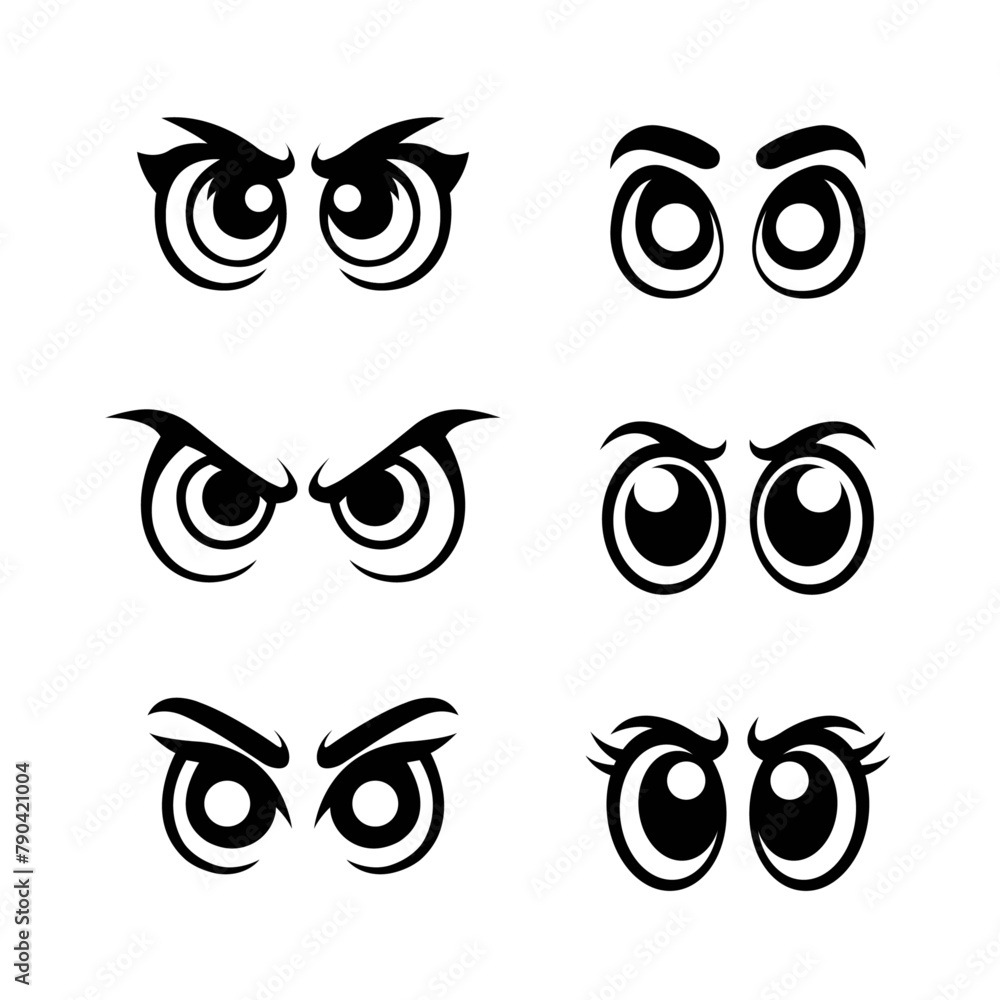 6 free vector icons of cartoon face with expressive eyes represent ...