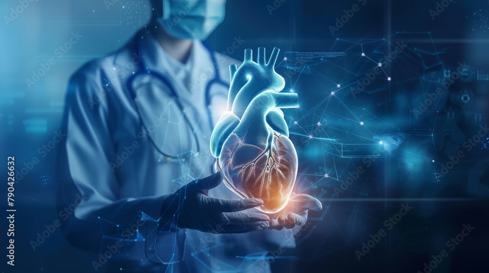 Cardiologist doctor examine patient heart functions and blood vessel on ...