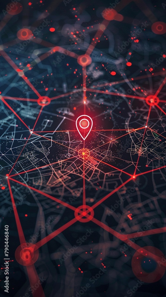 A map pinpointing global locations, each connected by lines to a ...