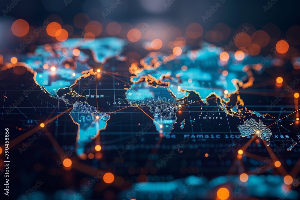 Digital map of world network created with generative ai Stock ...