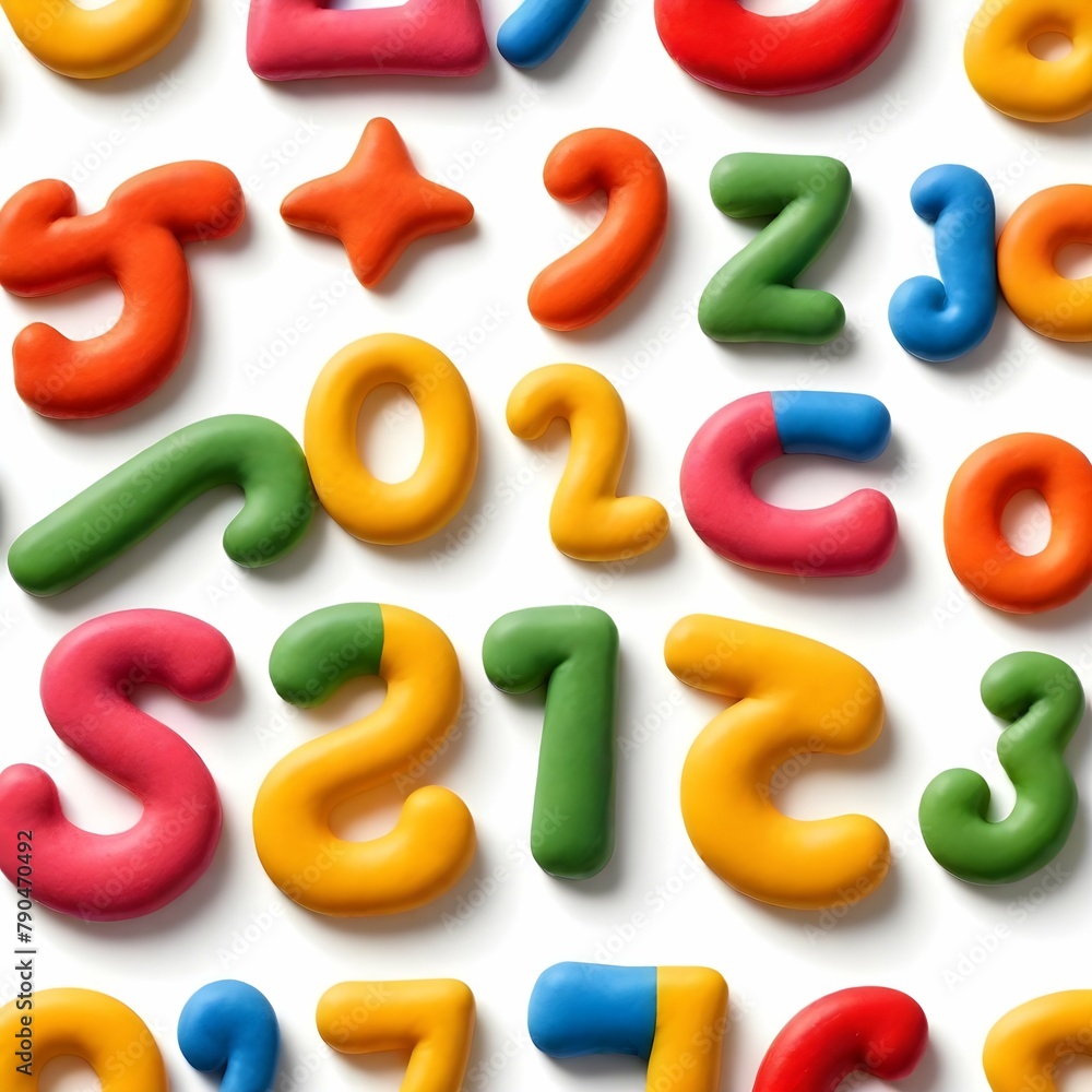 Funny numbers made from salt dough on a white background. Twenty seven ...