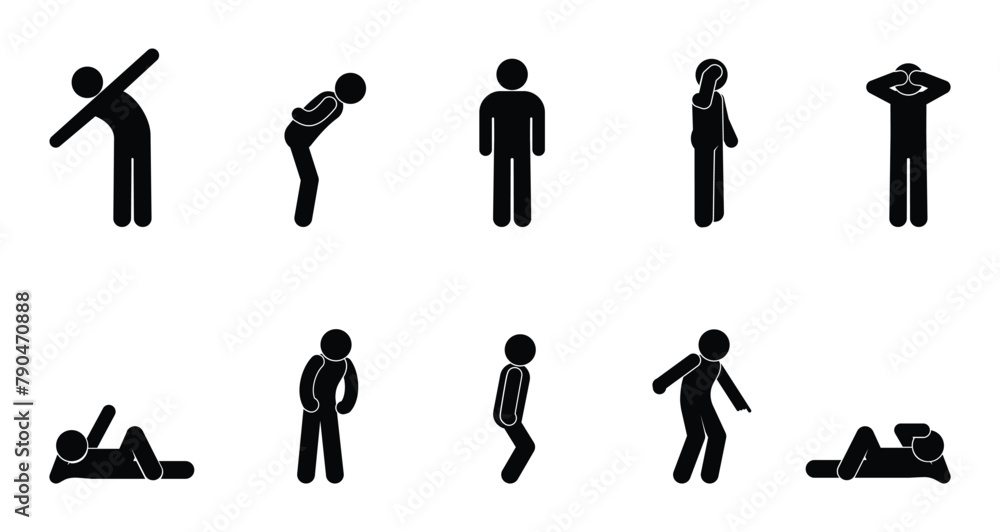 stick figure man icon, stickman isolated on white background, human ...