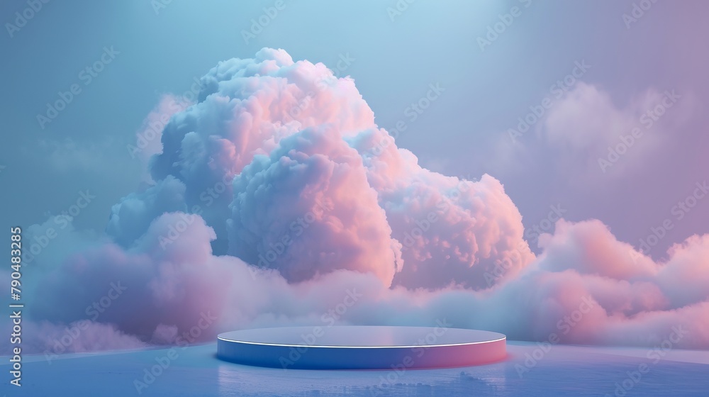 Cloud background podium blue 3d product sky white display platform ...