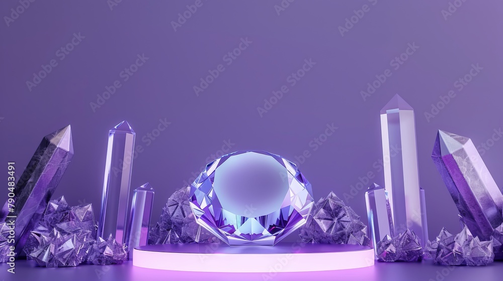 Crystal podium diamond 3d background display glass jewelry product ...