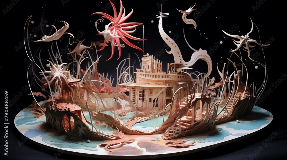 Craft a masterpiece using a blend of clay sculpture and vector art ...