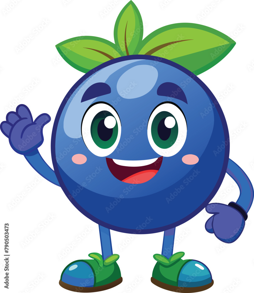 Cute blueberry character isolated on white background. Vector ...