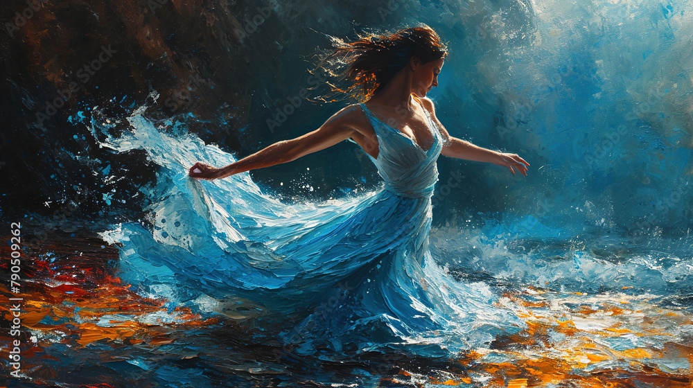 Rough Paint Texture of A Women Artist Ballerina Dancer In Ballet Dress ...