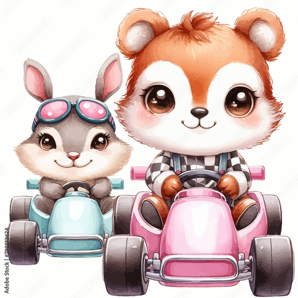 Animal Racer Clipart Bundle, Race Car PNG, Racing Clip Art, Kids ...