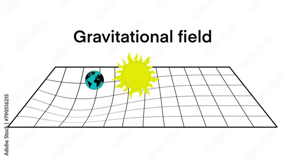Gravity and general theory of relativity concept, Earth and Sun, solar ...