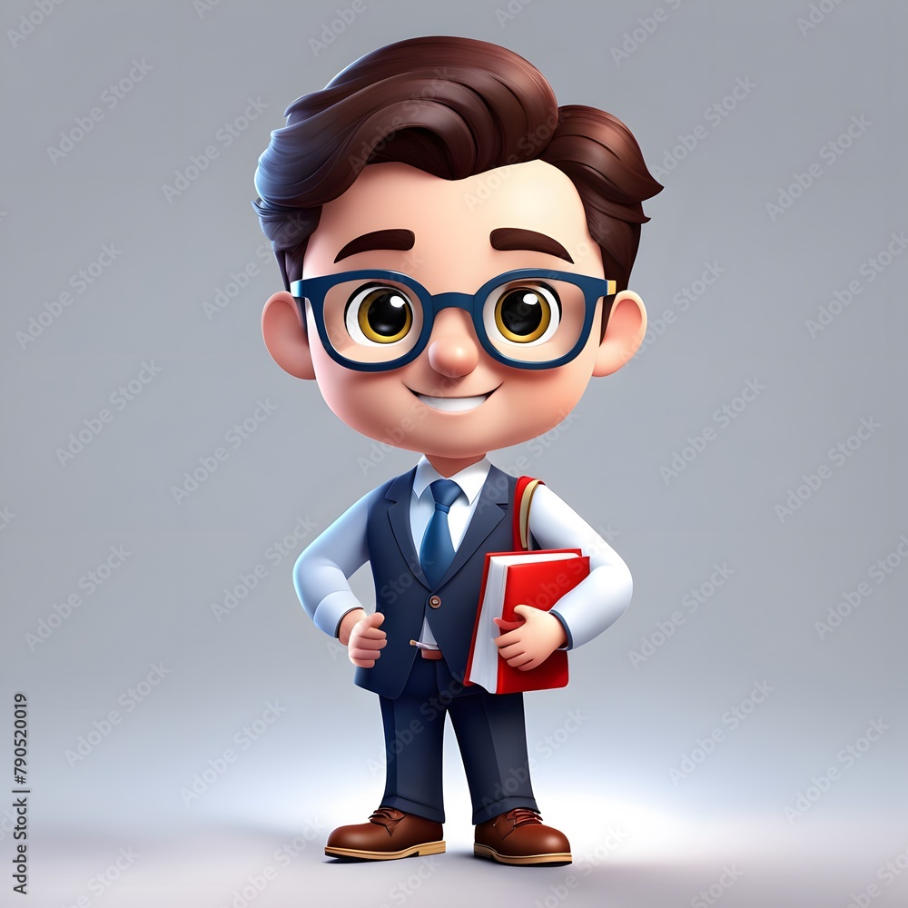 cute male teacher cartoon character, 3d cartoon Stock Illustration ...