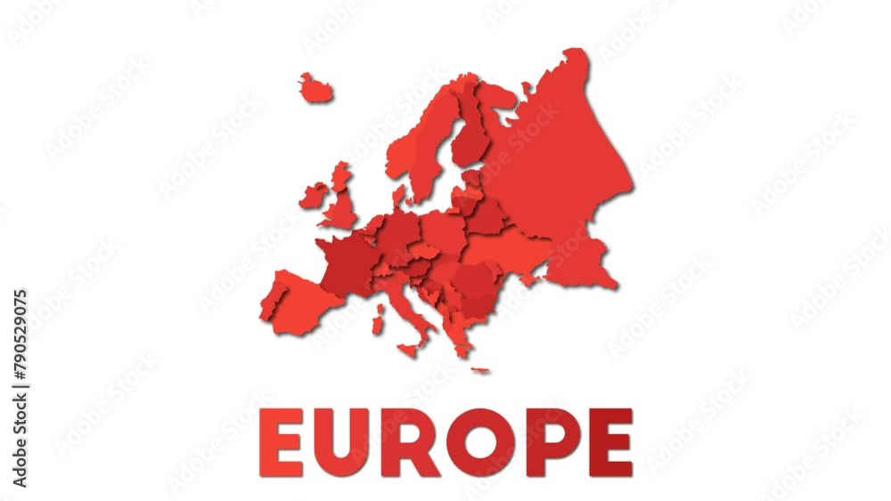 Europe map showing regions. Animated continent map with title. 4k ...