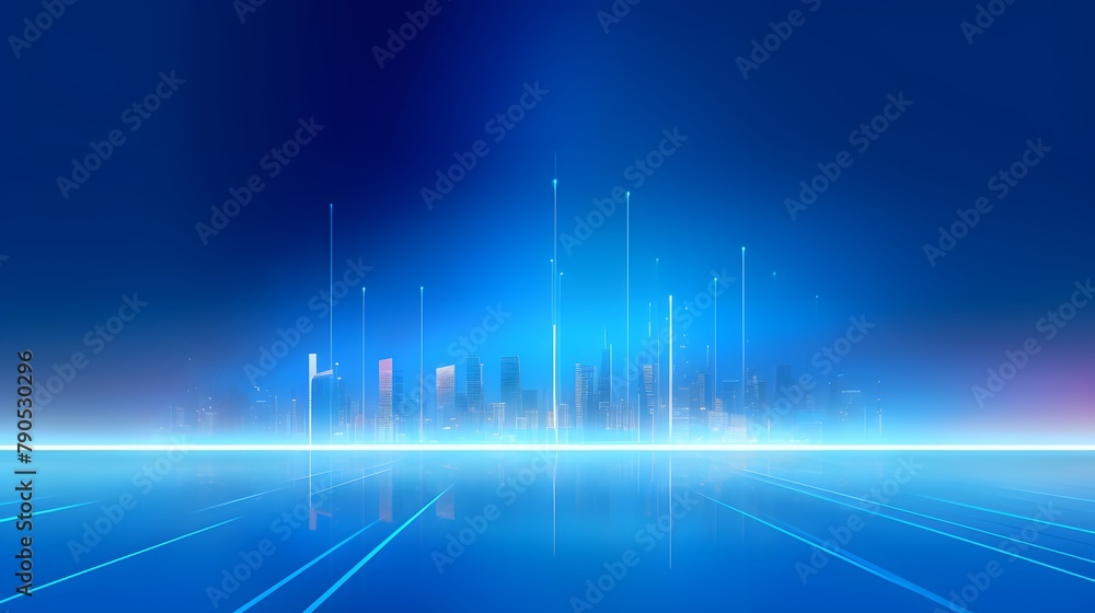 Blue technology background, light blue gradient background with digital ...