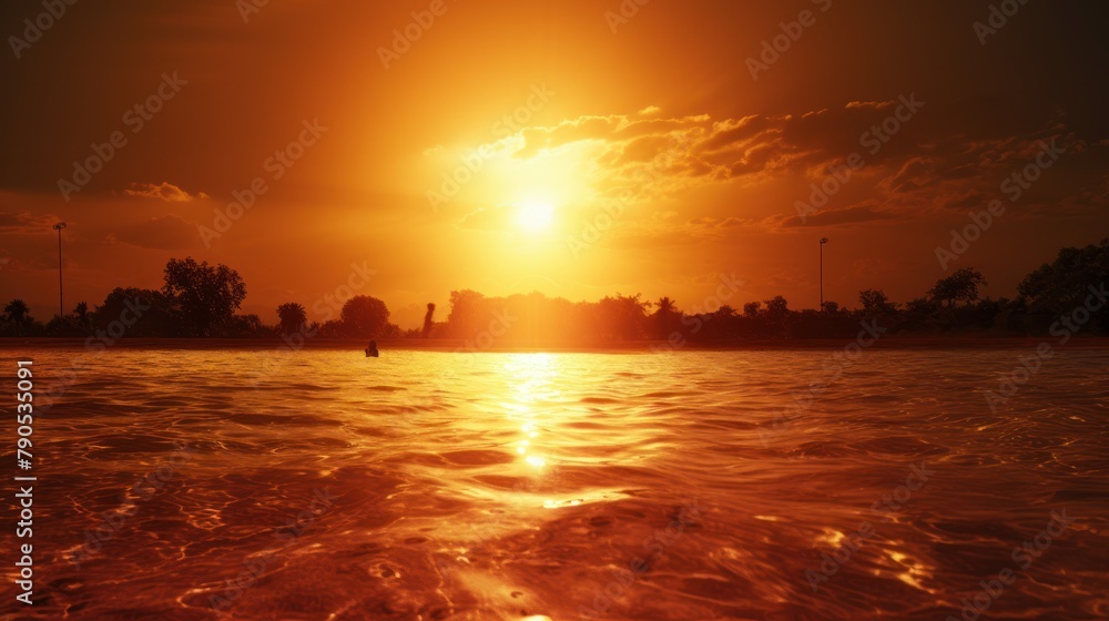 hot weather background, global warming, sun and red sea, the mercury ...