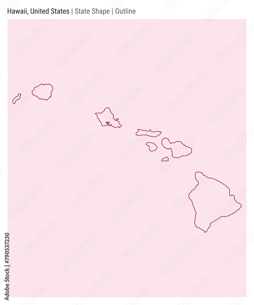 Hawaii, United States. Simple vector map. State shape. Outline style ...