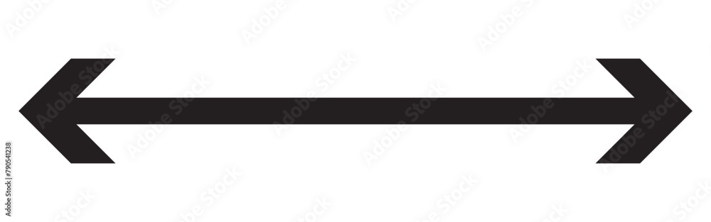 Horizontal dual thin long straight double ended arrow. Contour isolated ...