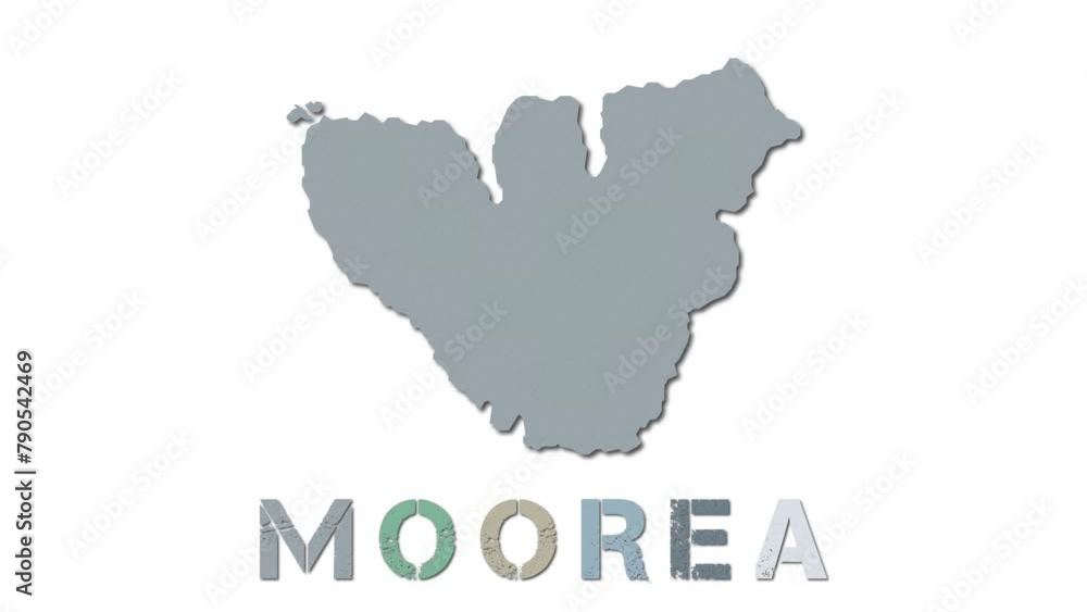 Moorea map with paper regions. Animated island map growing from regions ...