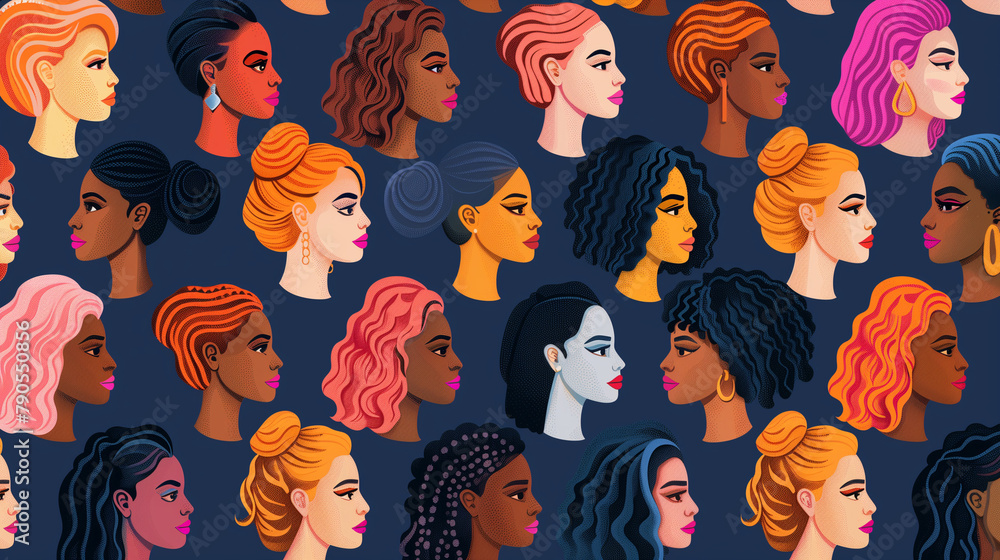 Group of women of different nationalities and cultures, skin colors and ...