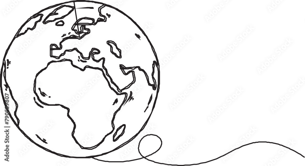 Continuous Earth line drawing symbol. World map one line art. Earth ... Continuous Earth line drawing symbol. World map one line art. Earth ...