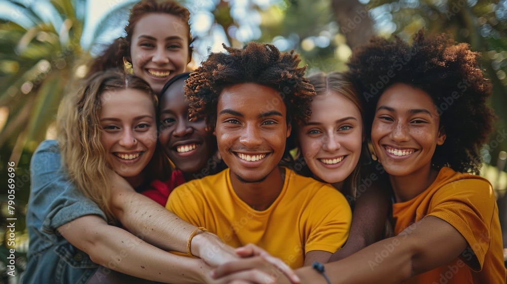 Community life style concept with Multi ethnic group of young people ...