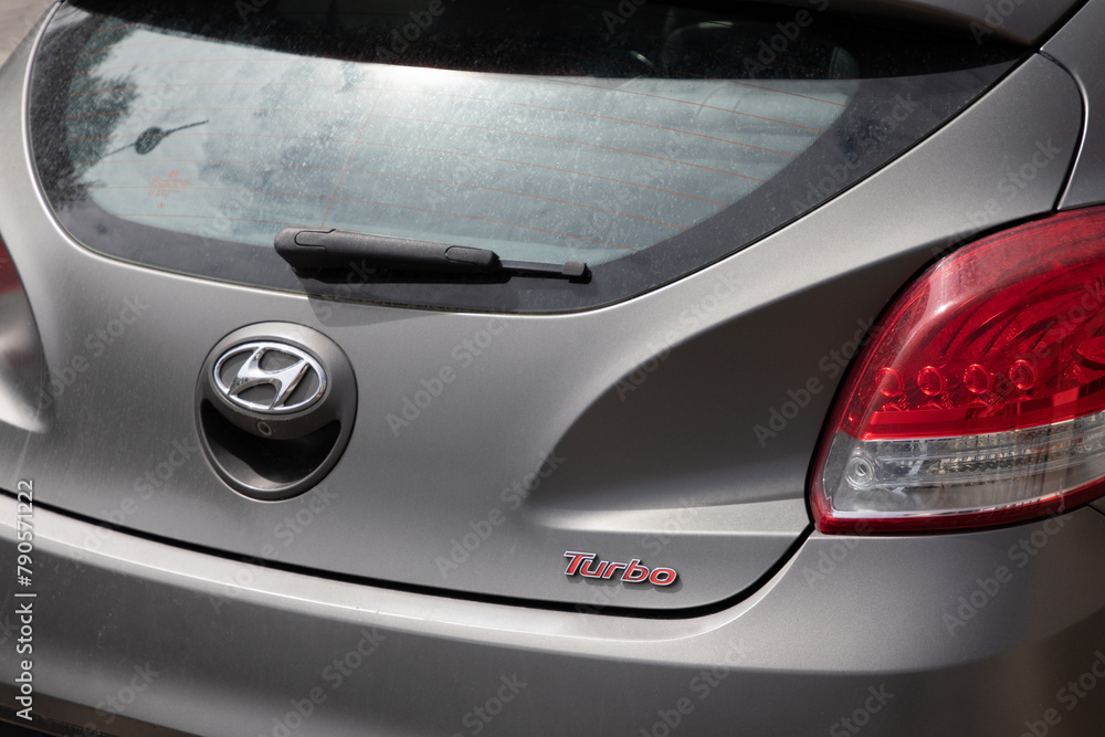 Hyundai turbo fastback logo brand and sign text rear modern sport coupe ...