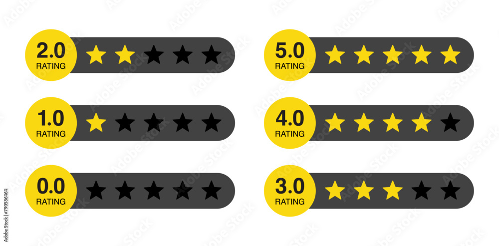 Product rating or customer review with gold stars set collection ...