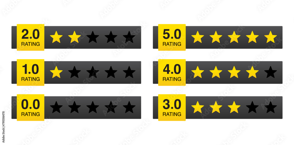 Product rating or customer review with gold stars set collection ...