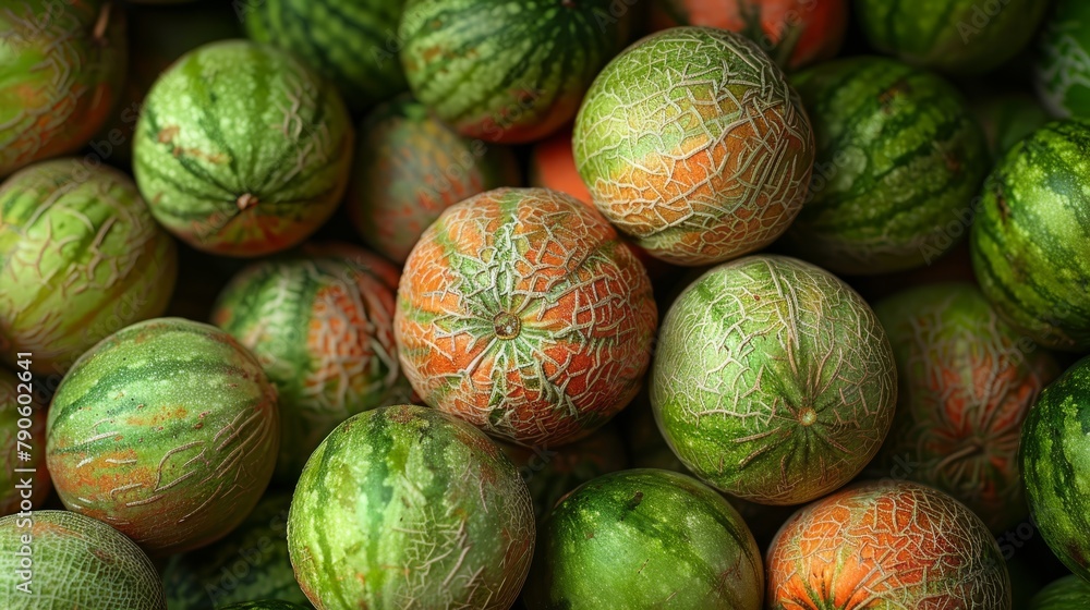 A stack of watermelons, with one layer consisting of individually ...