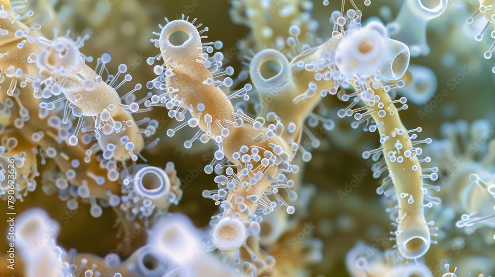 Macro image displays small bacteria with thin cell walls and linear ...