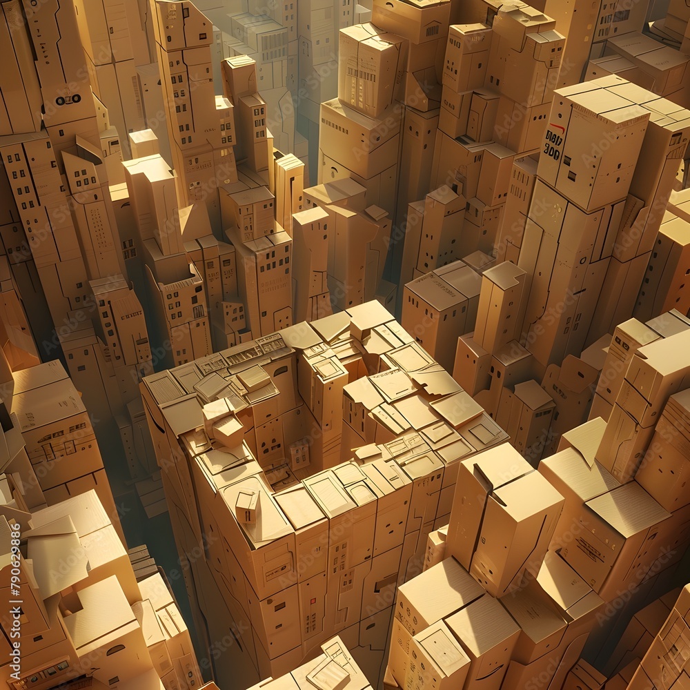 Havana Brown Cat Plots Escape Among Recycled Cardboard Skyscrapers ...