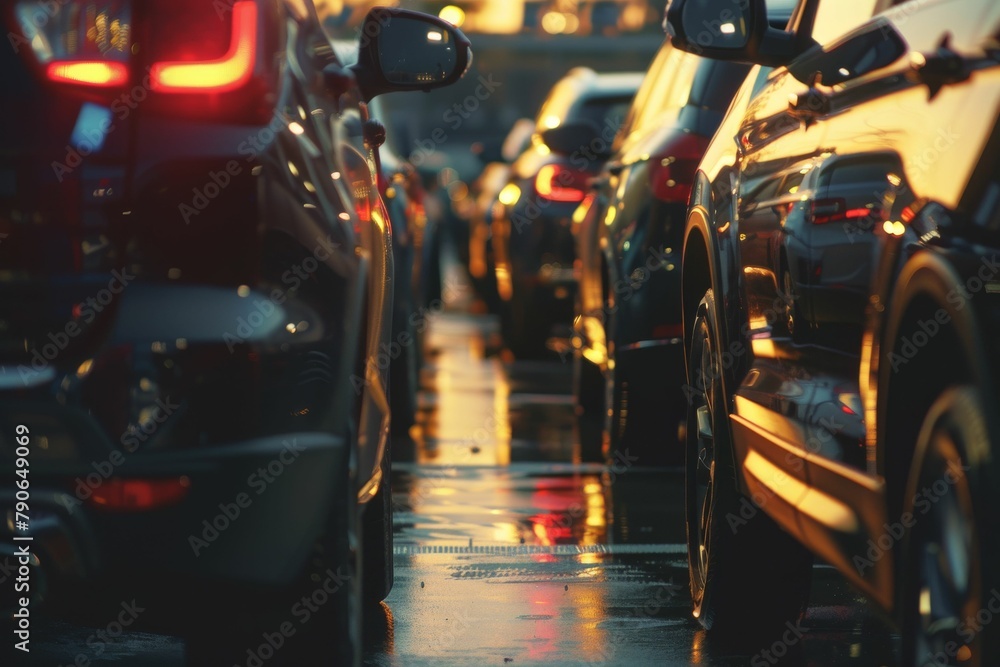Triangular red retro-reflective sign of accident on the road. Collision ...