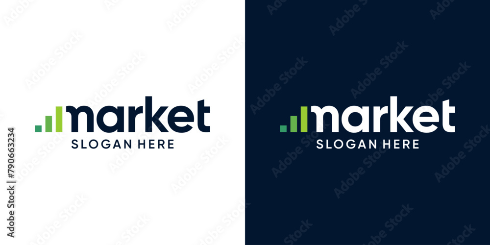 Market logo design wordmark. Financial investment charts, accounting ...